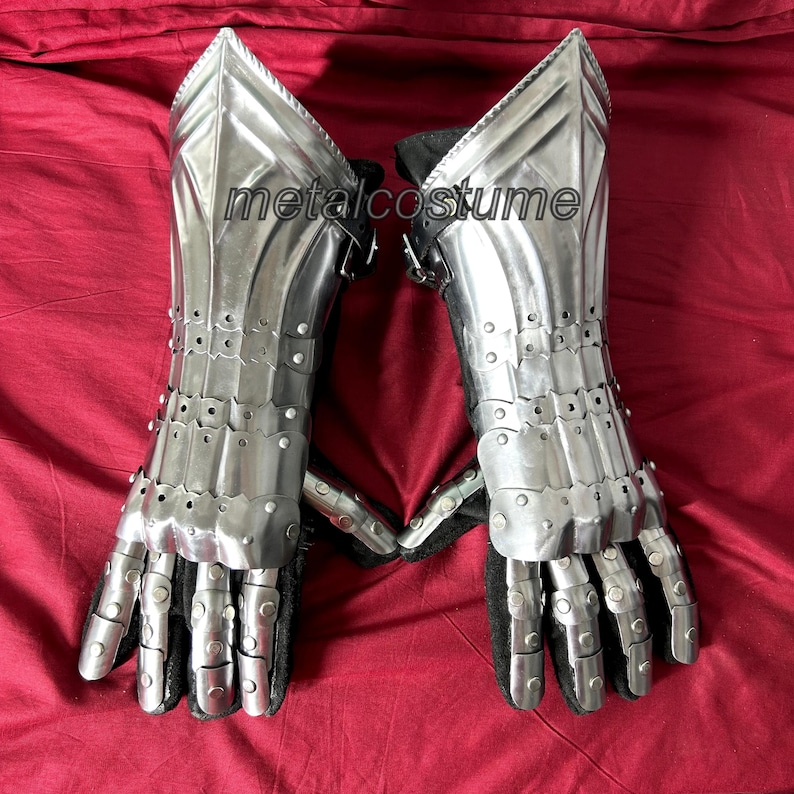 Medieval Templar Steel Gauntlets Late Gothic Knight Finger Gloves SCA ...