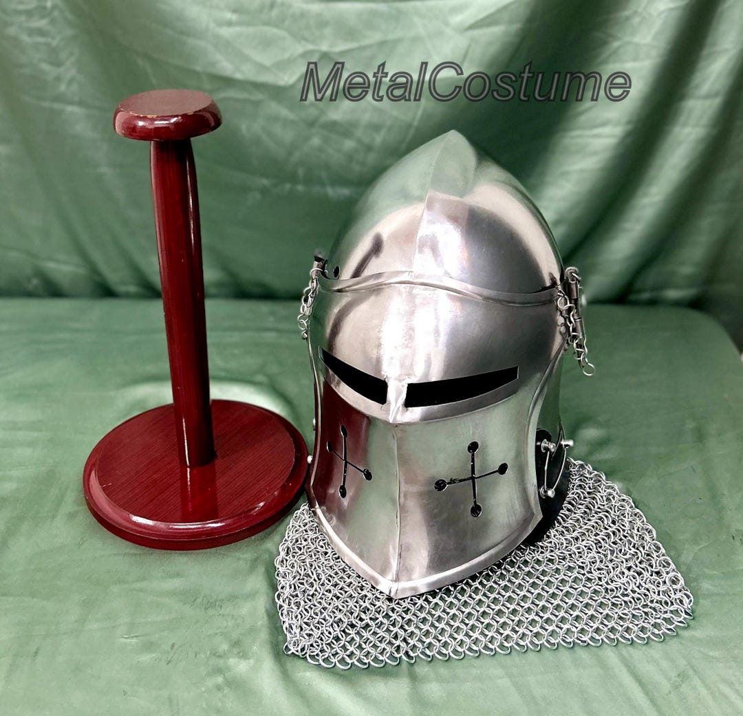 Medieval Bascinet Jousting Tournament Helmet Templar Knight Visored ...