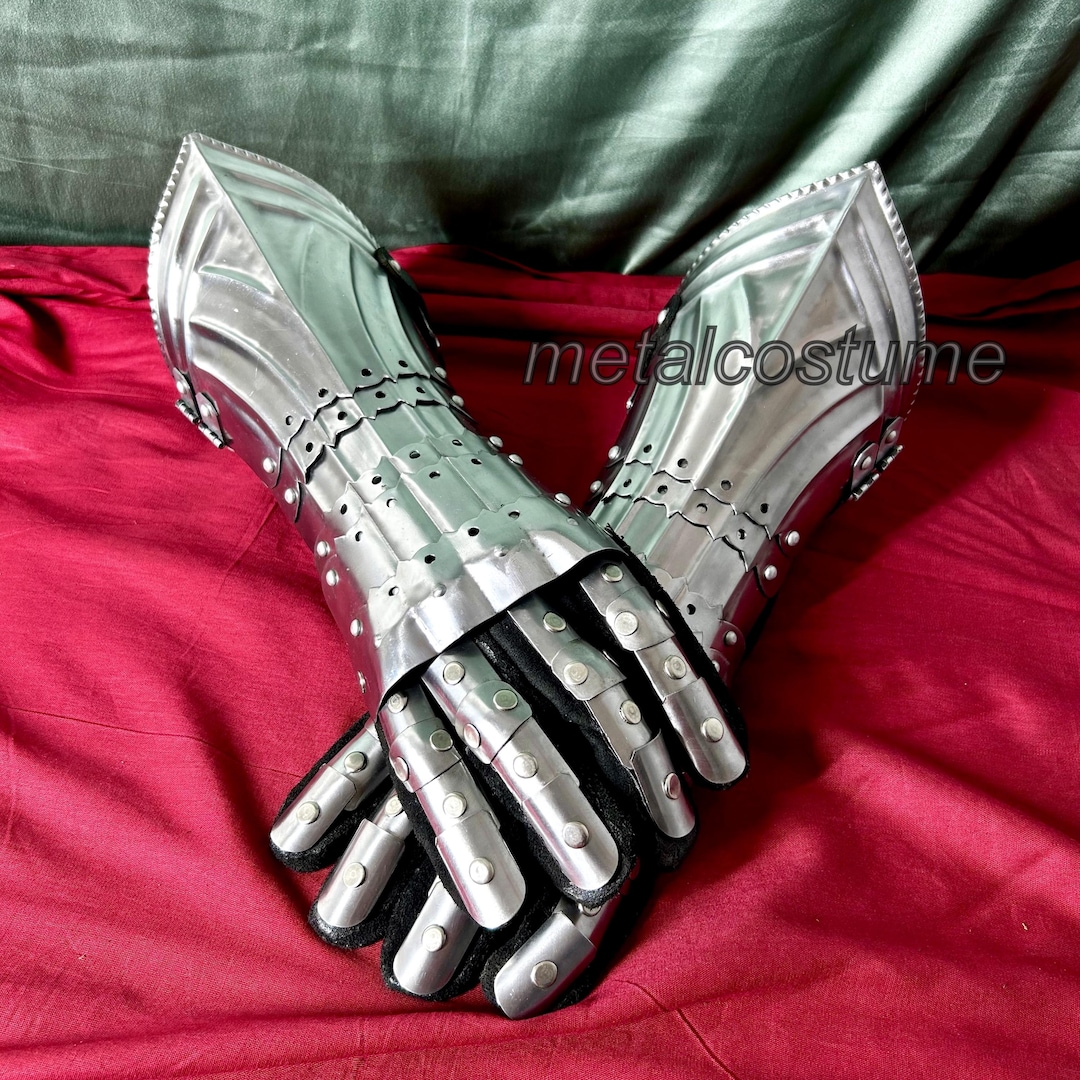 Medieval Templar Steel Gauntlets Late Gothic Knight Finger Gloves SCA ...