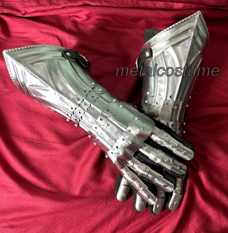 Medieval Templar Steel Gauntlets Late Gothic Knight Finger Gloves SCA ...