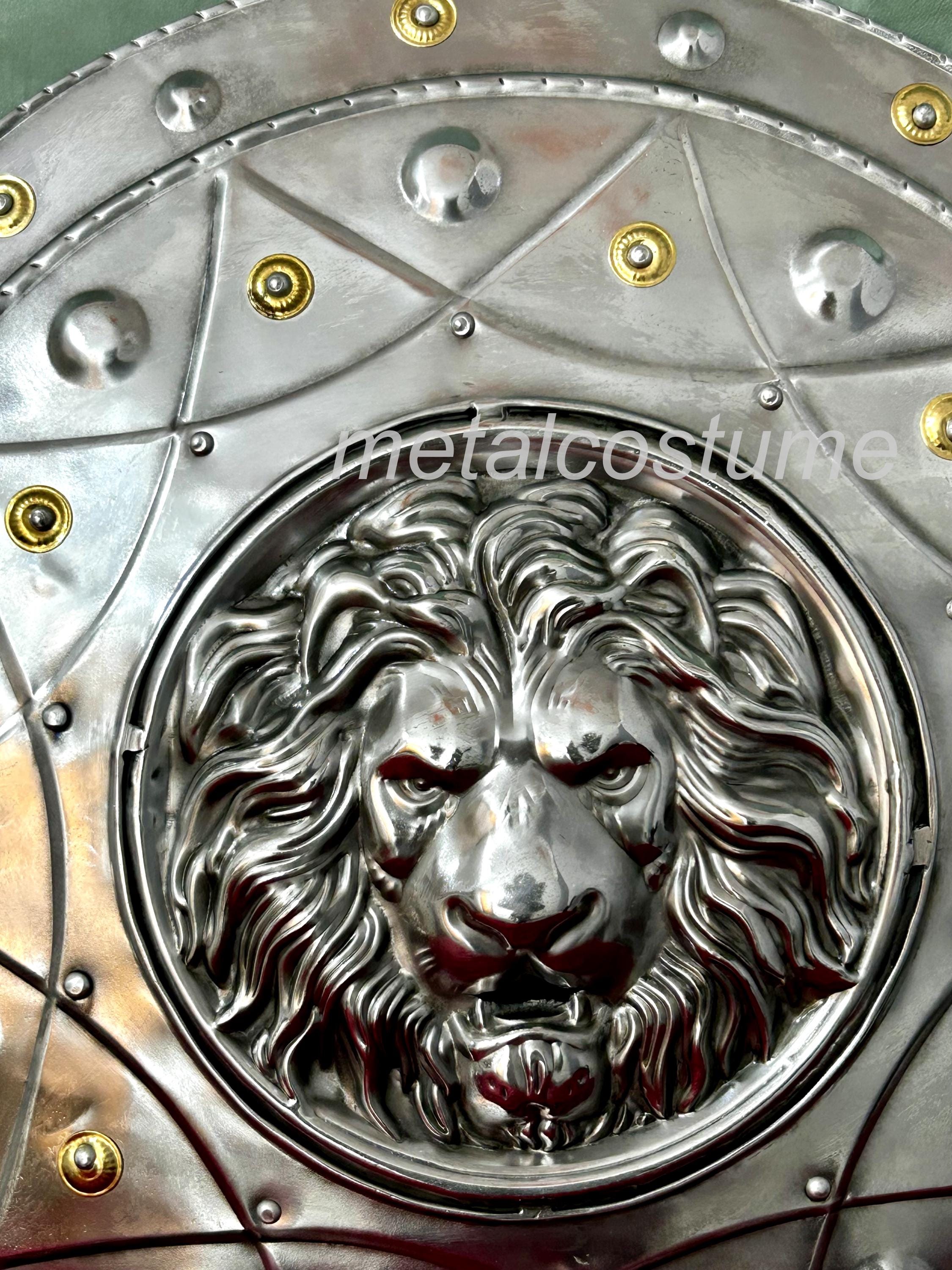 Medieval Royal Lion Crest Shield – Medieval Metal Round Shield With ...