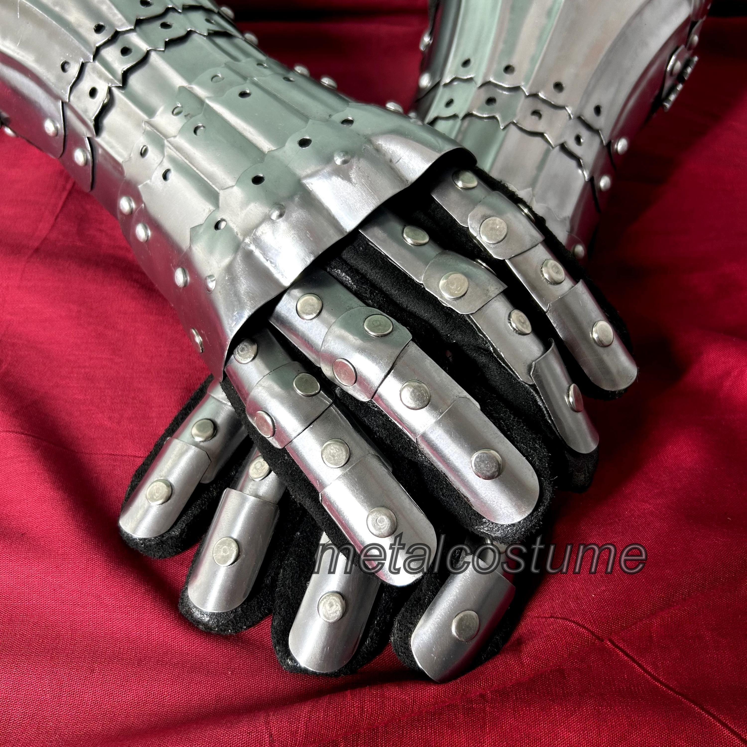Medieval Templar Steel Gauntlets Late Gothic Knight Finger Gloves SCA ...