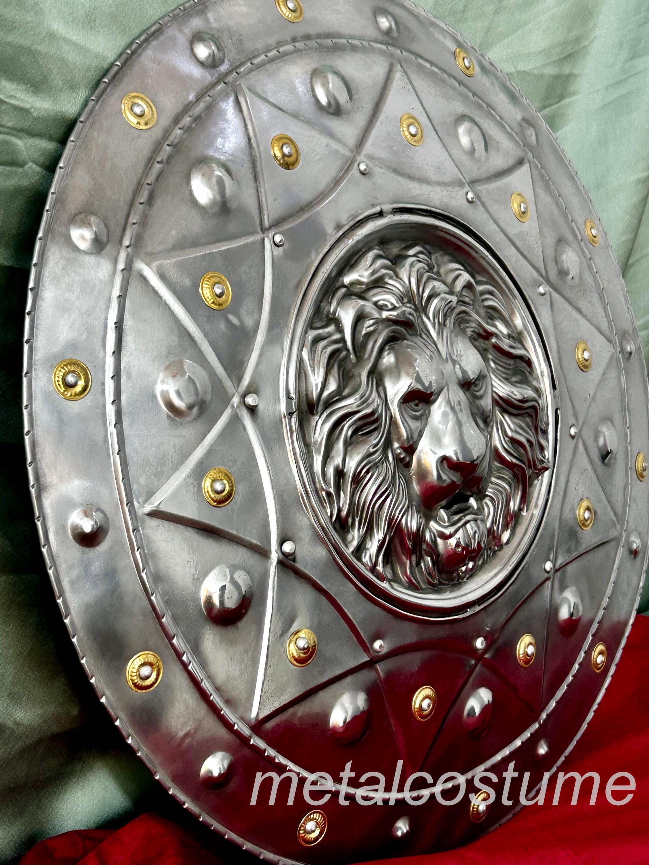 Medieval Royal Lion Crest Shield – Medieval Metal Round Shield With ...