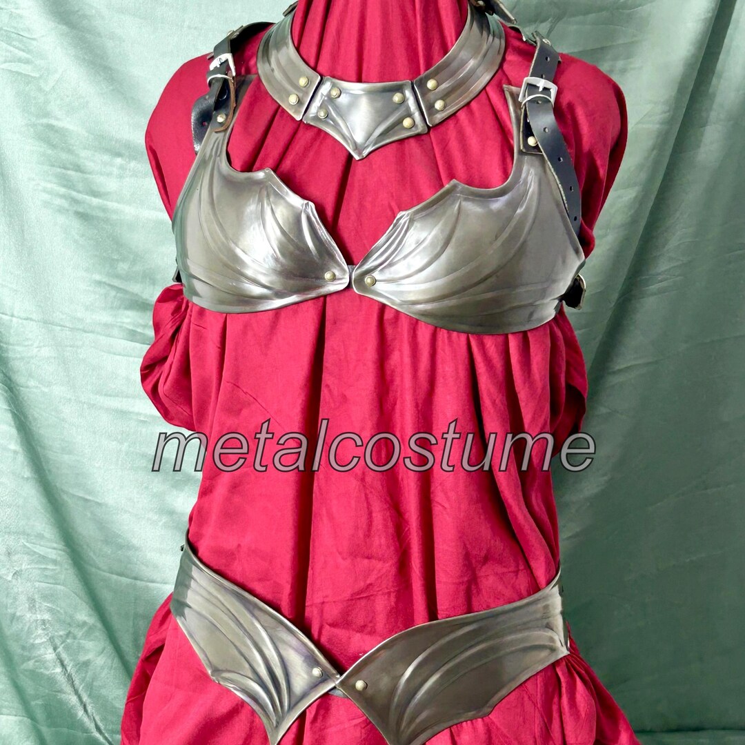 Female Metal Fantasy Armor Set – Steel Breastplate, Warrior Belt ...