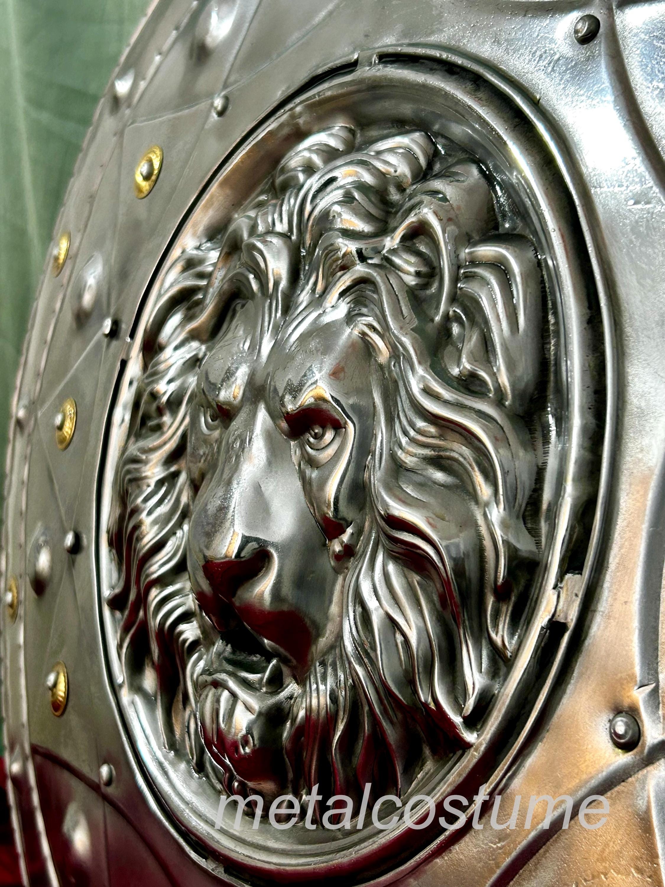 Medieval Royal Lion Crest Shield – Medieval Metal Round Shield With ...