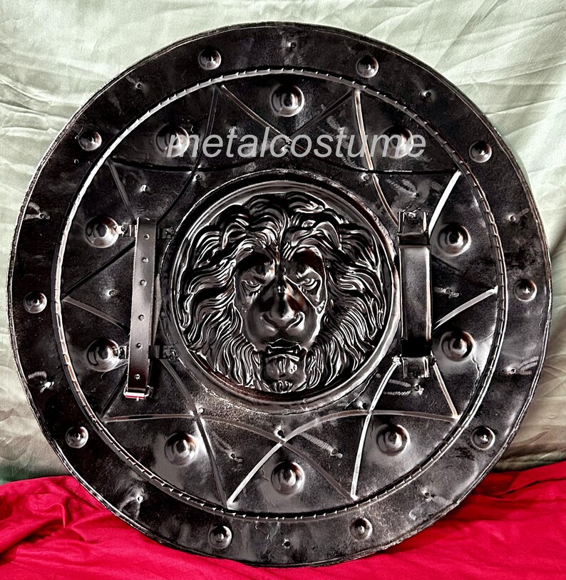 Medieval Royal Lion Crest Shield – Medieval Metal Round Shield With ...