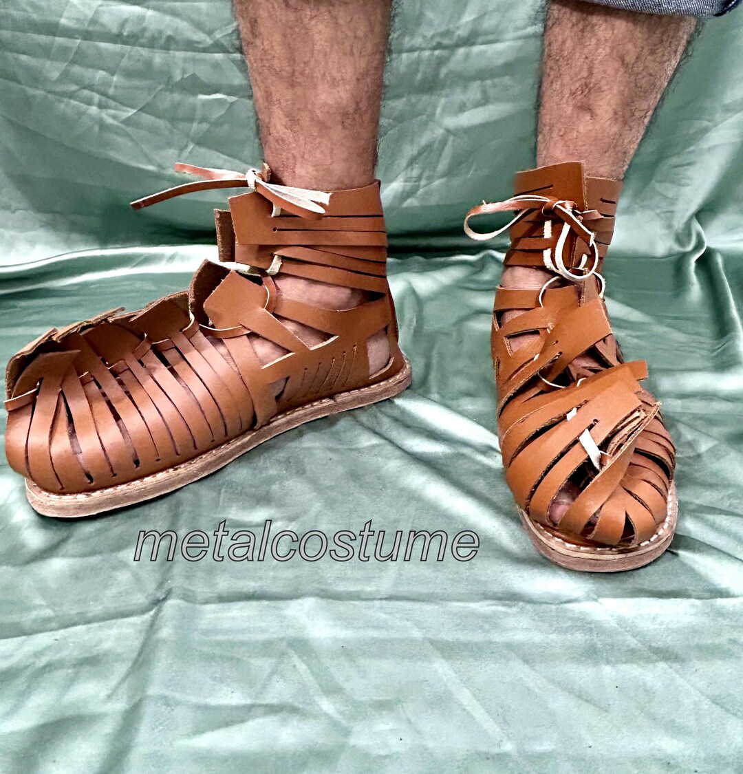 Handmade Roman Gladiator Sandals | Medieval Leather Viking Shoes | LARP ...