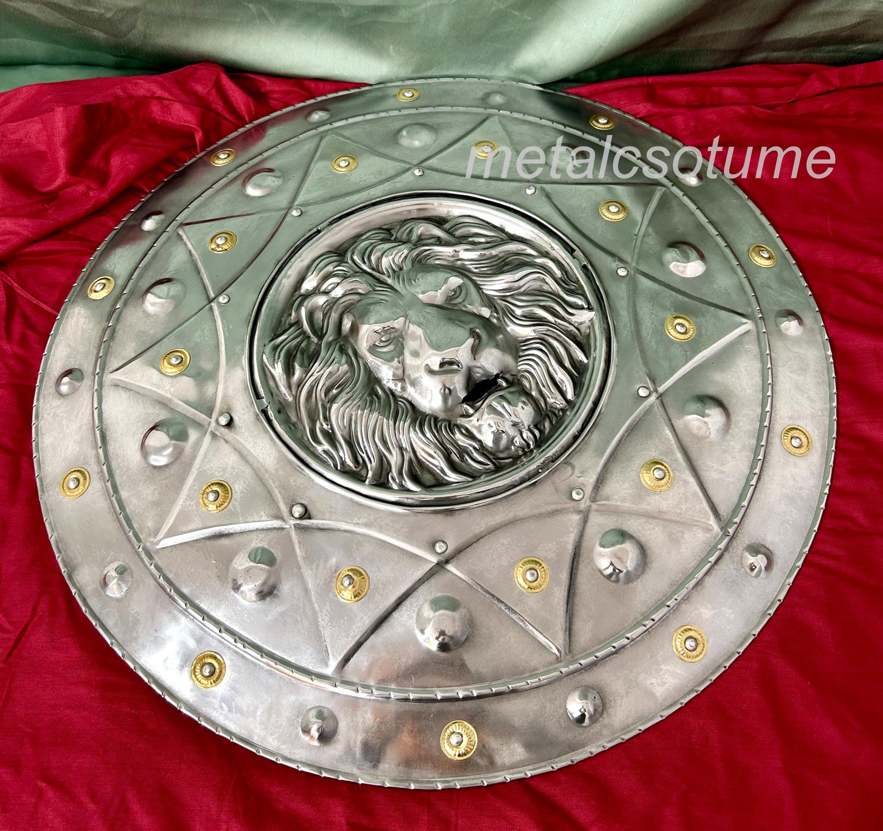 Medieval Royal Lion Crest Shield – Medieval Metal Round Shield With ...