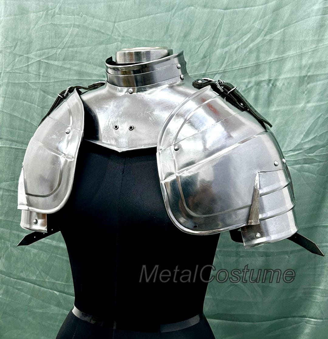 Medieval Steel Gorget and Pauldrons Set | Female Shoulder Armor for LARP, Cosplay, Reenactment ...
