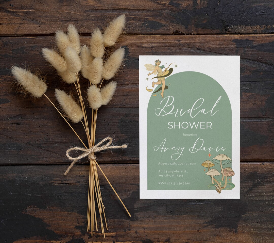 Cottagecore Bridal Invitation. Woodsy Mushroom Fairy Themed Bridal ...