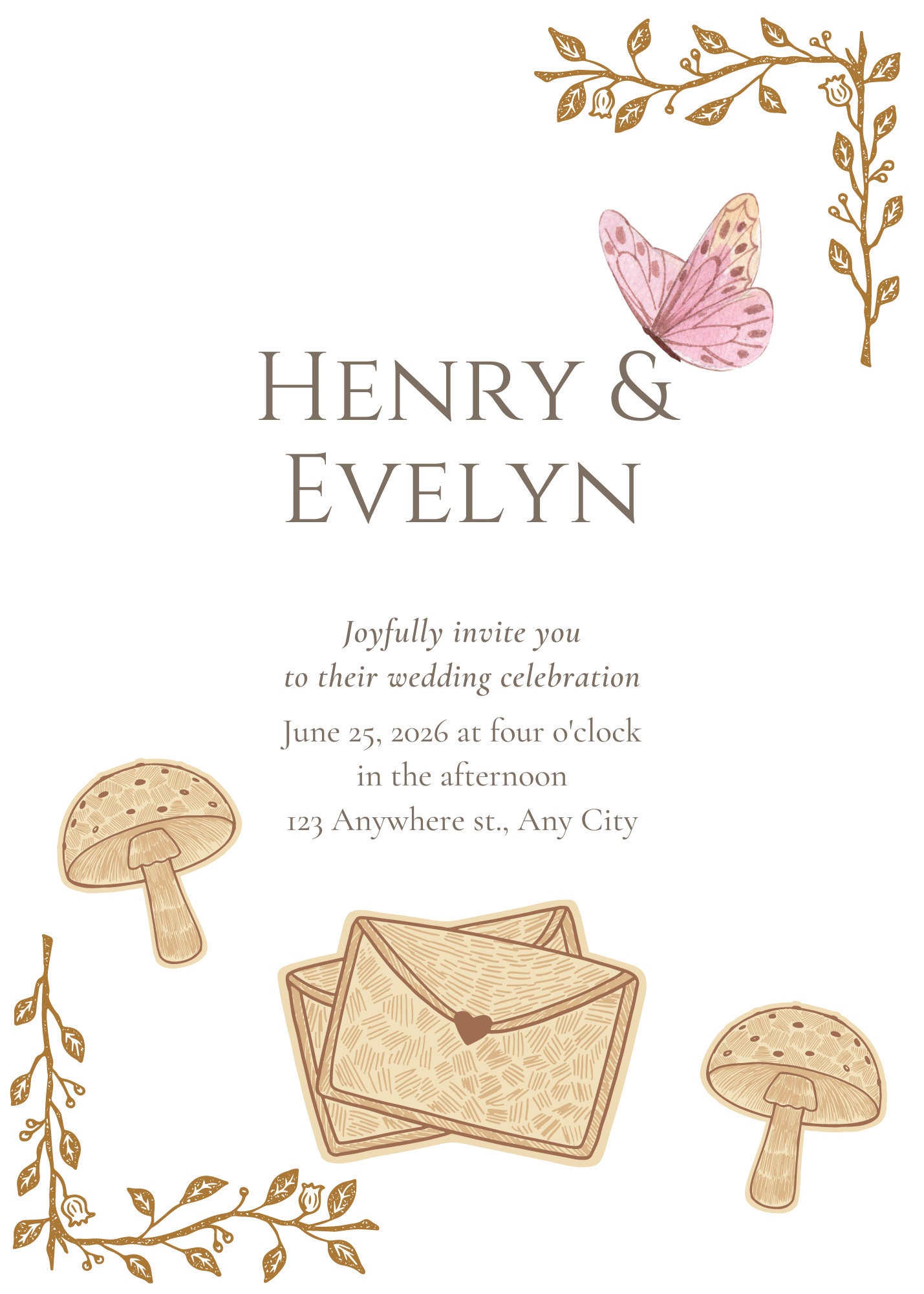 Digital Cottagecore Wedding Invitation. Mushroom Woodsy Invitation ...