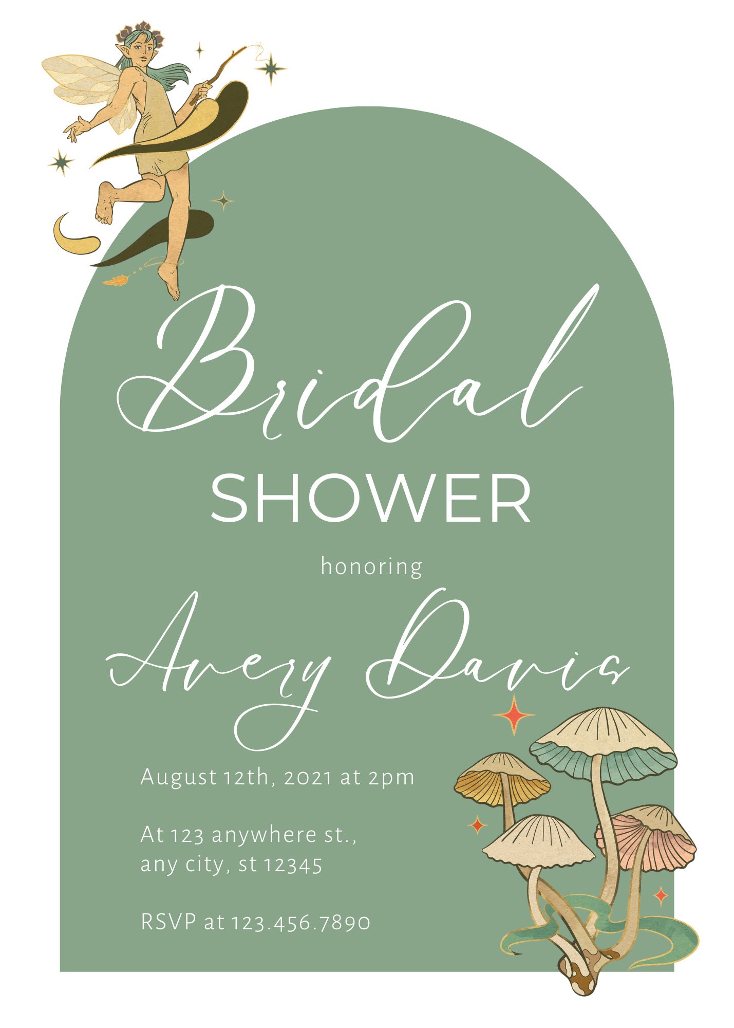 Cottagecore Bridal Invitation. Woodsy Mushroom Fairy Themed Bridal ...