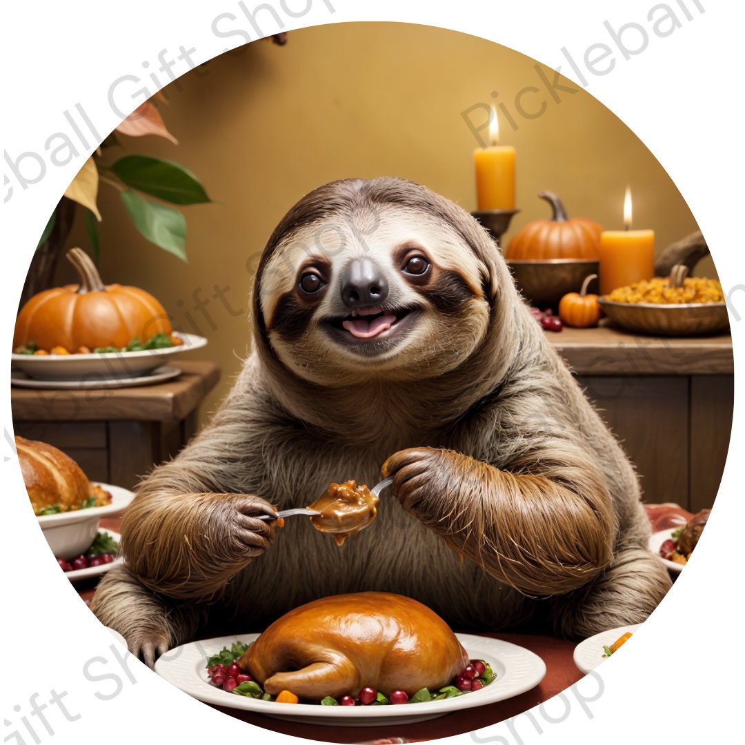 Thanksgiving Sloth SVG and PNG instant Download W/ Both White and ...