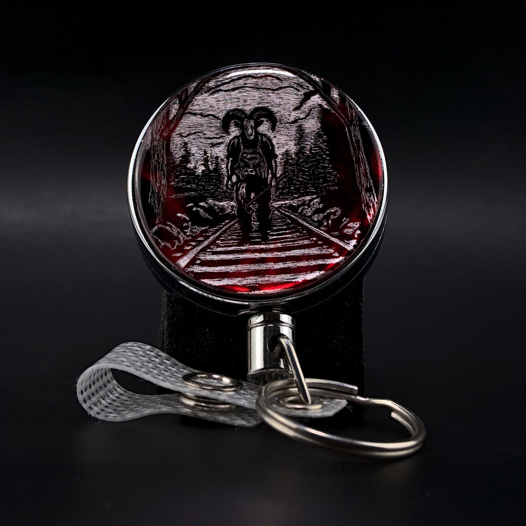 Pope Lick Monster Cryptid Badge Reel Metal Hand-engraved Painted - Etsy