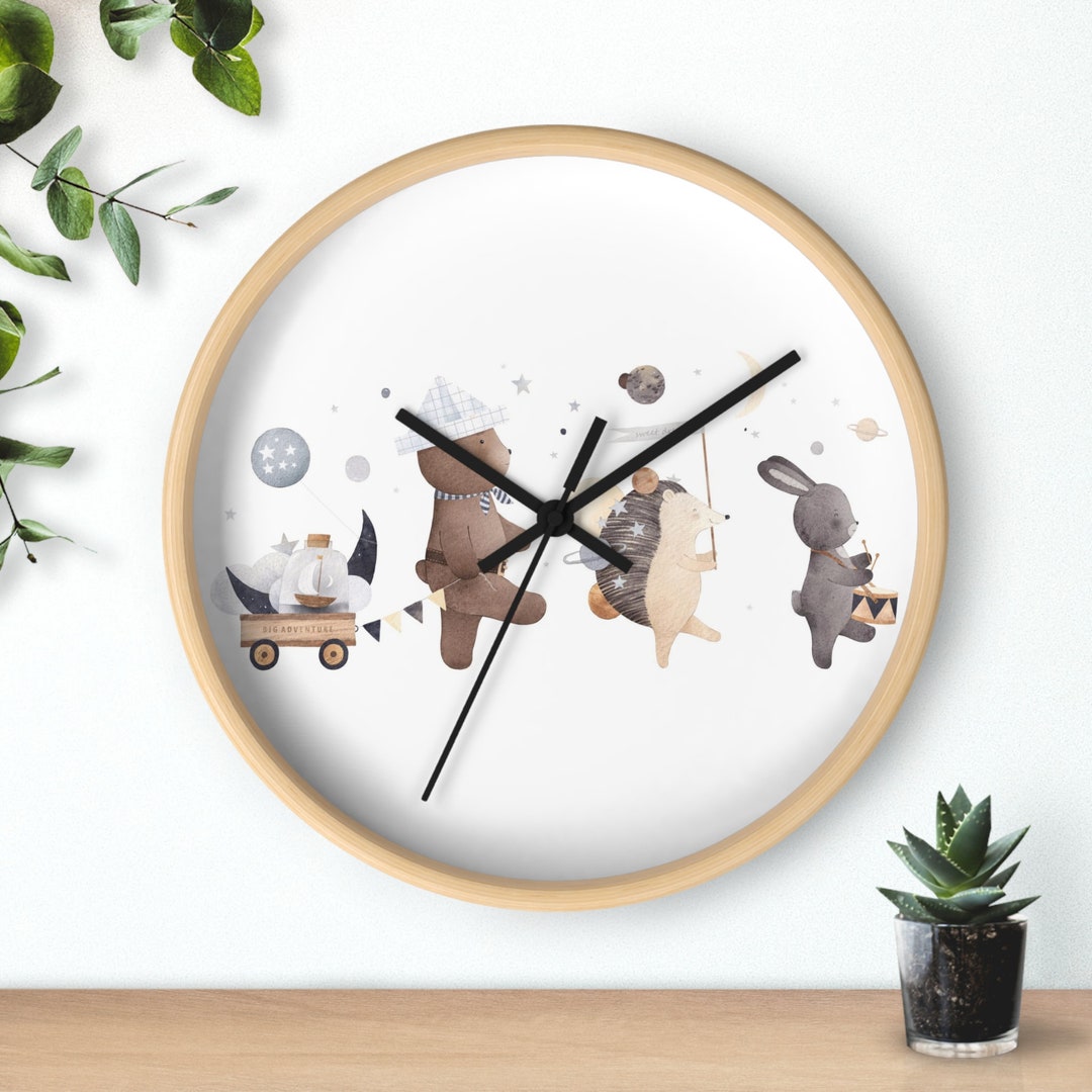 Unisex Brown Bear Wall Clock Brown Bear Bunny Hedgehog New - Etsy