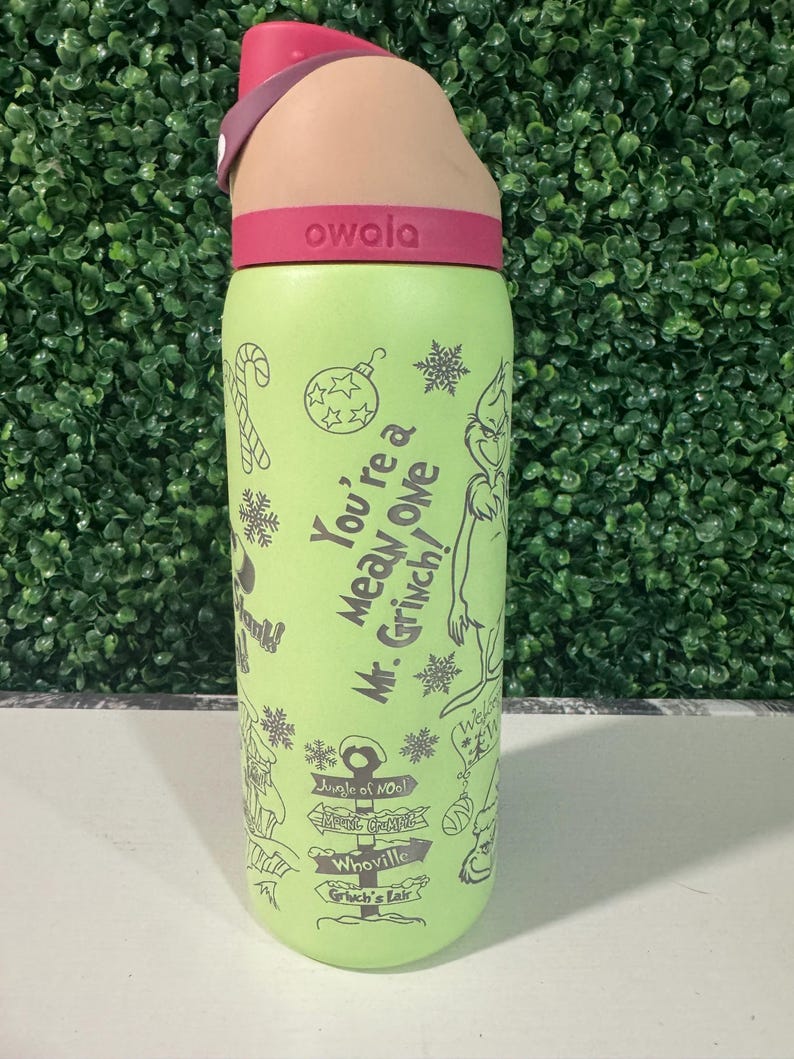 The Grinch Inspired 32oz Owala Full Wrapped Tumbler - Etsy