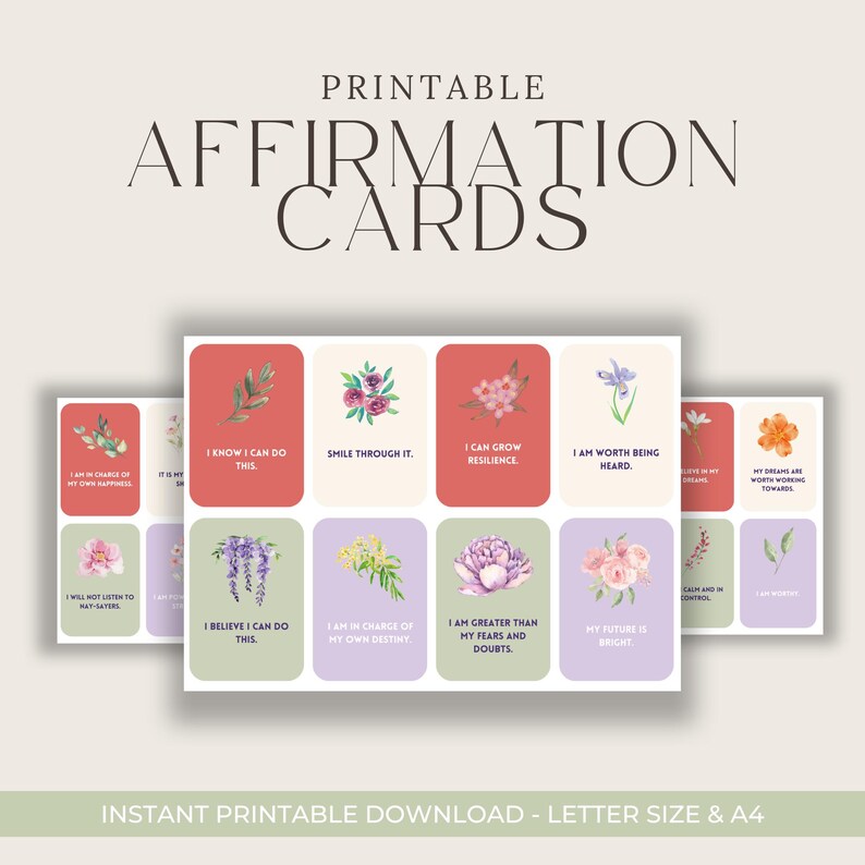 Printable Affirmation Cards Coping Skills Cards to Help With Anxiety ...