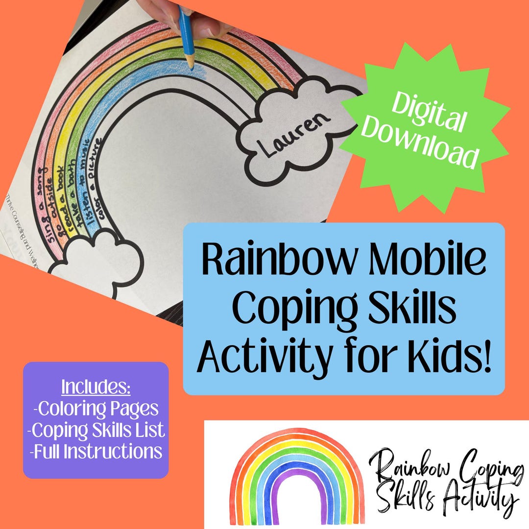 Rainbow Mobile Coping Skills Activity for Kids Counseling Intervention ...