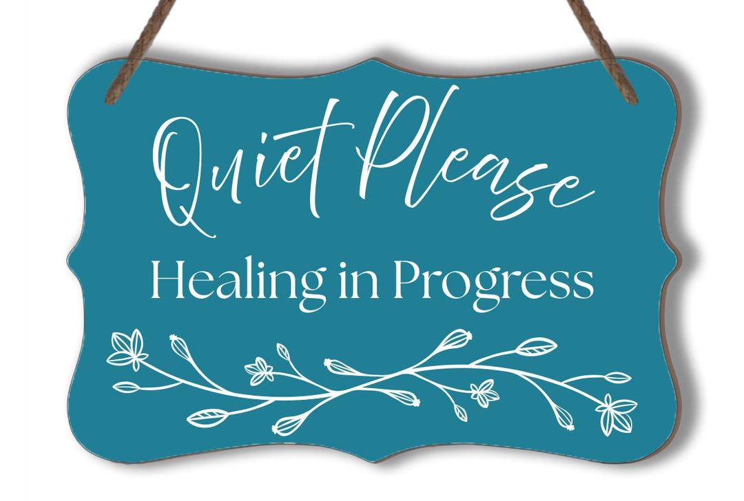 Quiet Please - Healing in Progress Hanging Sign for Office Door ...
