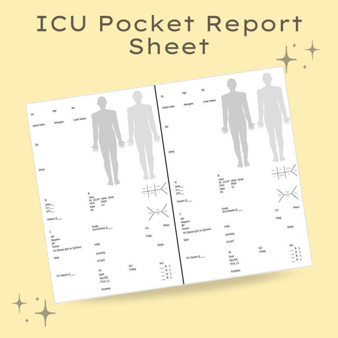 ICU Pocket Report Sheet - Etsy