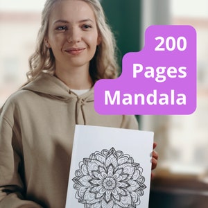 Mandala Coloring Book 200 Pages PDF for Adults - Etsy
