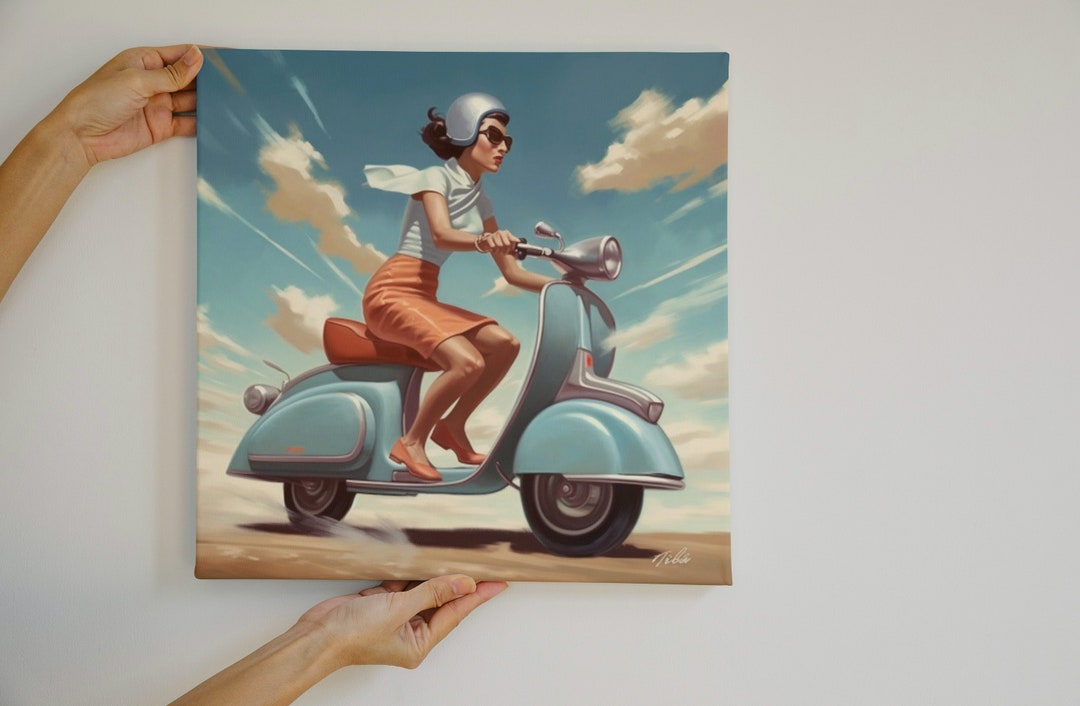 Vespa, Scooter Art, Vintage Vespa, Vespa Art, Moped Artwork, Scooter ...