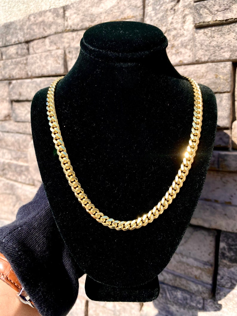 10K Gold Solid Miami Cuban Necklace - Etsy