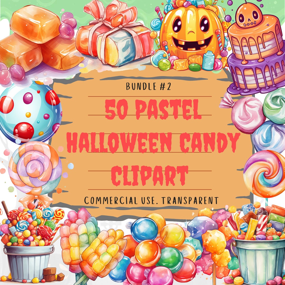 Halloween Watercolor Candy Clipart, Halloween PNG, Cute Halloween ...