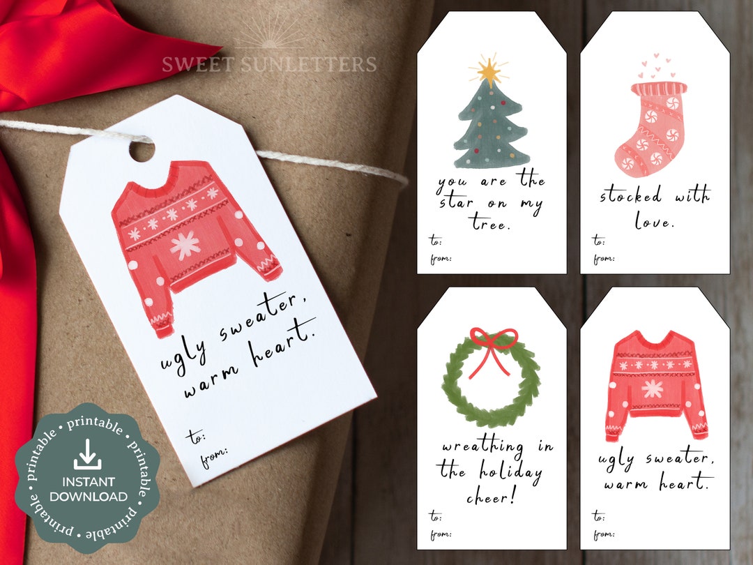 Printable Christmas Puns Gift Tags, Set of 4, Ready to Print PDF Unique ...