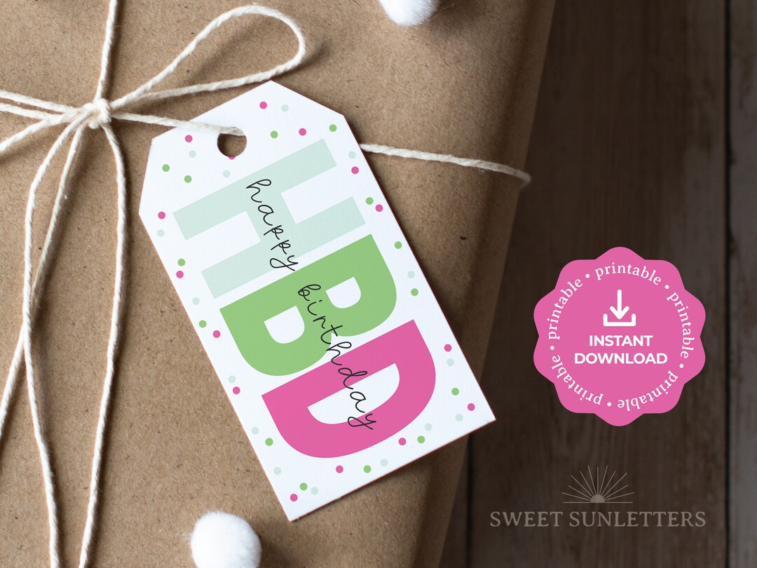 Printable HBD Tag Colorful Confetti Happy Birthday Instant Download ...