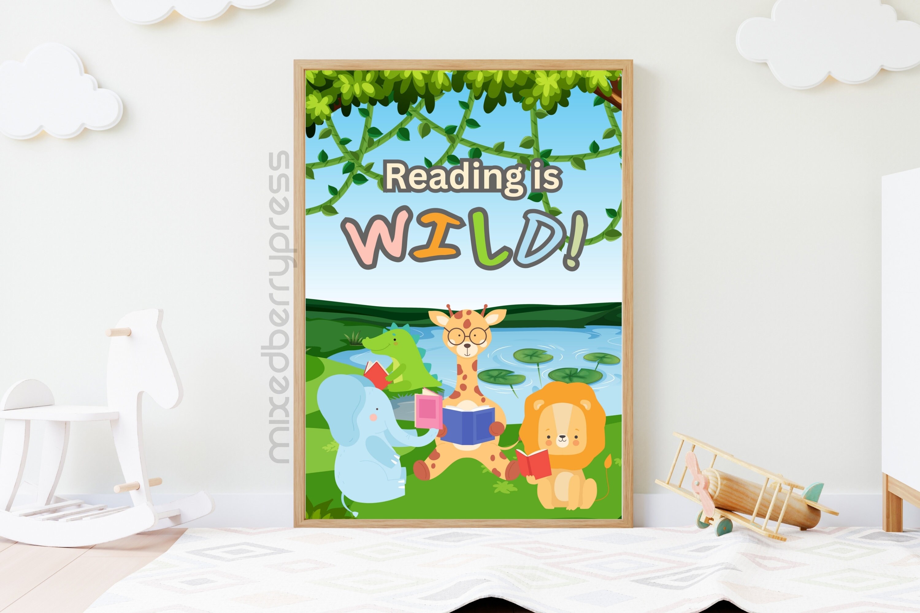 Reading is Wild Cute Animals Poster Giraffe Lion Alligator - Etsy