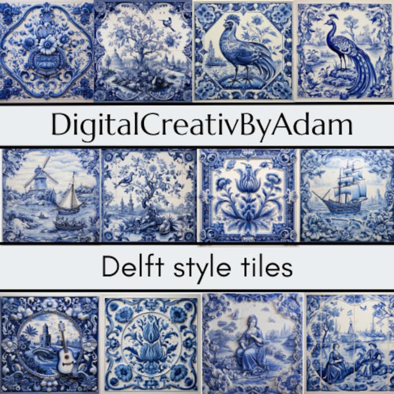 X12 Delft Pattern Tiles Digital Download - Etsy