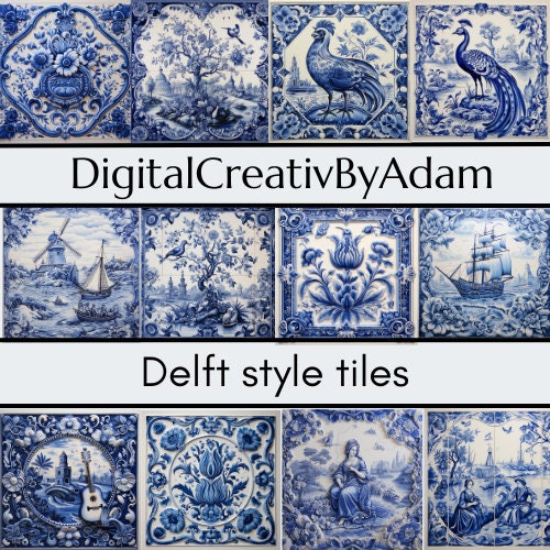 X12 Delft Pattern Tiles Digital Download - Etsy