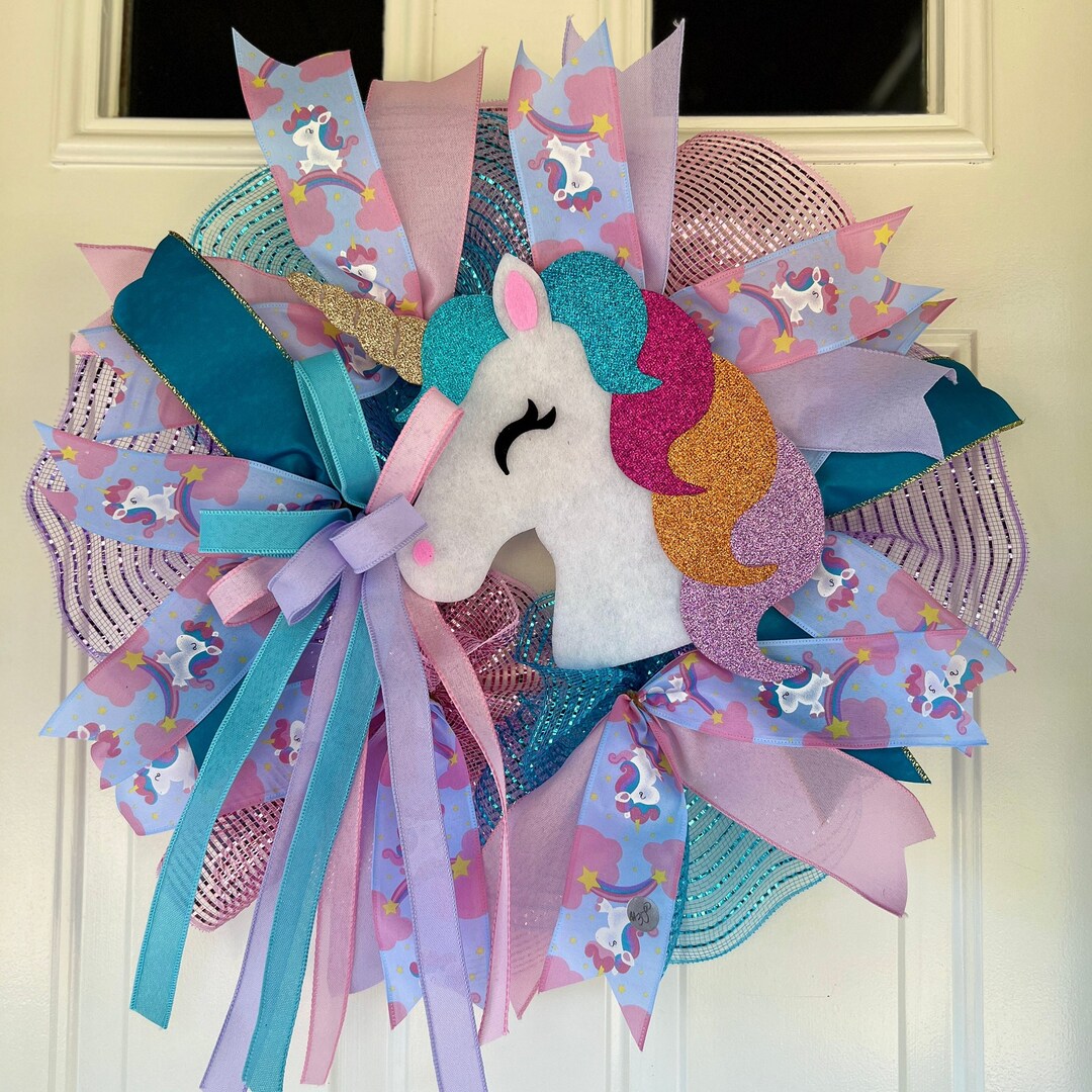 Unicorn Wreath Unicorn Decor Unicorn Fans Handcrafted - Etsy