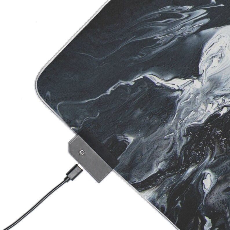 Black and White LED Gaming Mouse Pad. Office Decor, Gaming Setup Decor ...