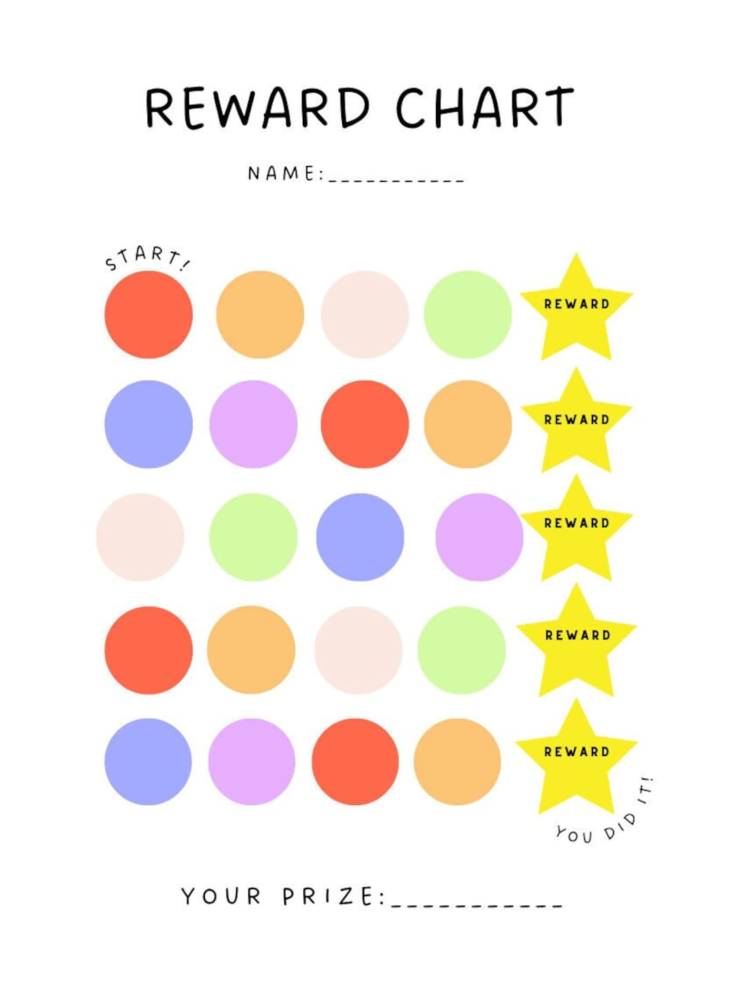 Reward Chart, Toddler Reward Chart, Reward Chart Printable, Kids ...