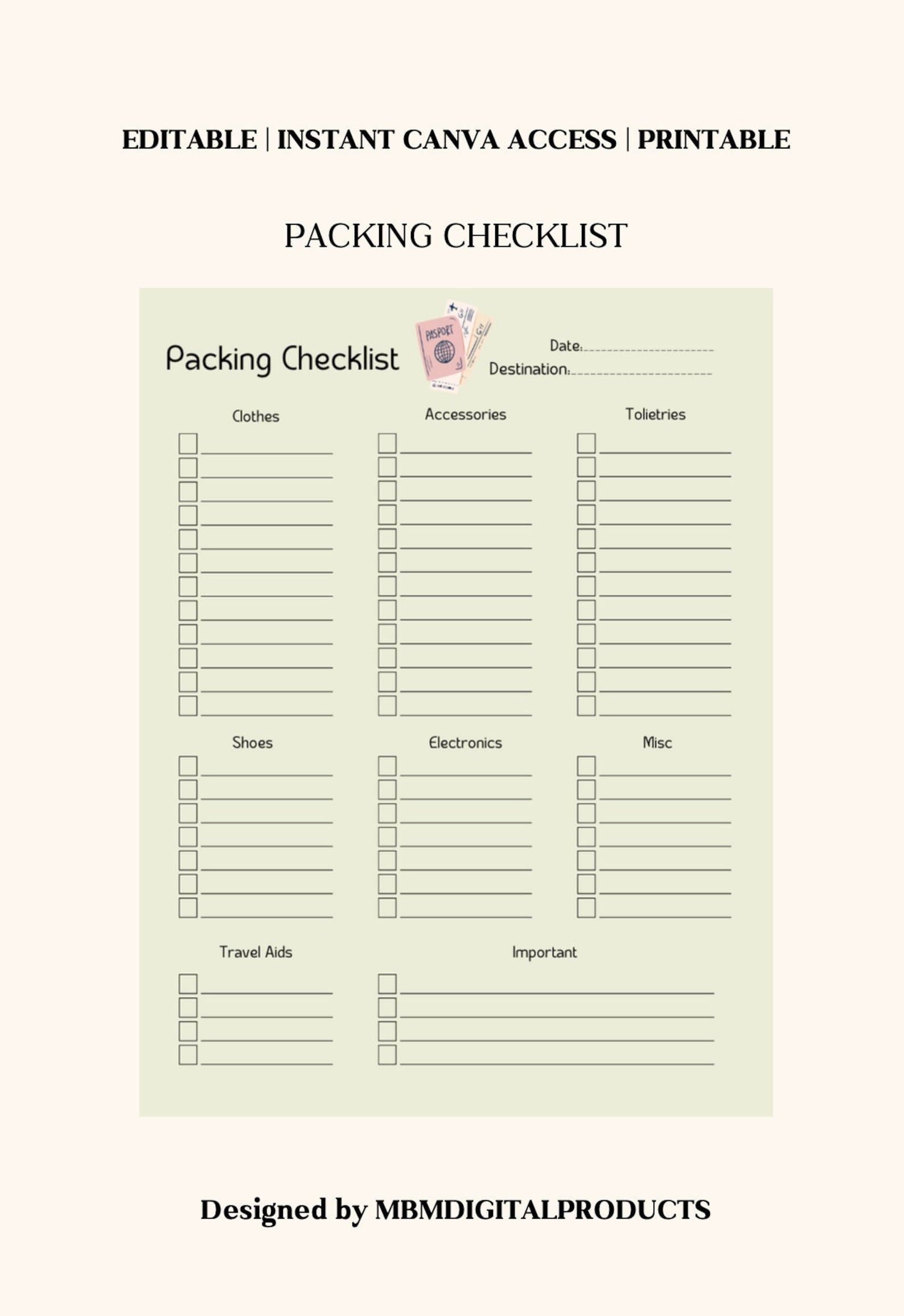 Printable Packing List, Summer Packing List, Summer Vacation Packing ...