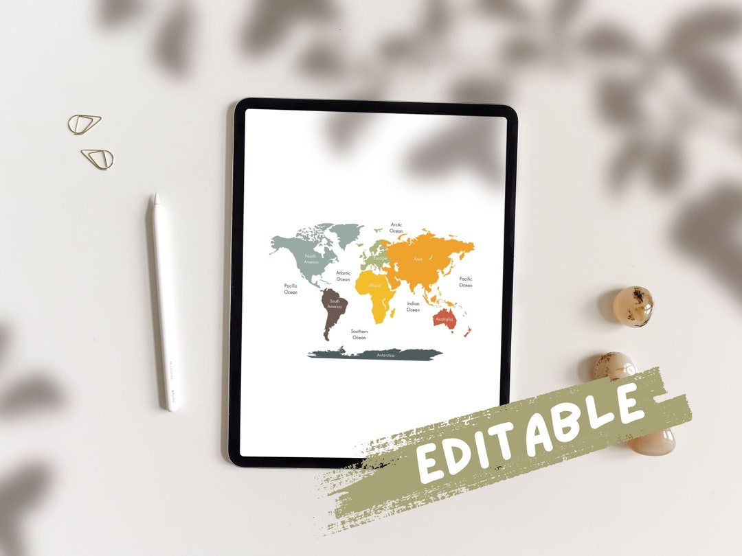 EDITABLE World Map Poster for Preschool Learning Montessori - Etsy Ireland