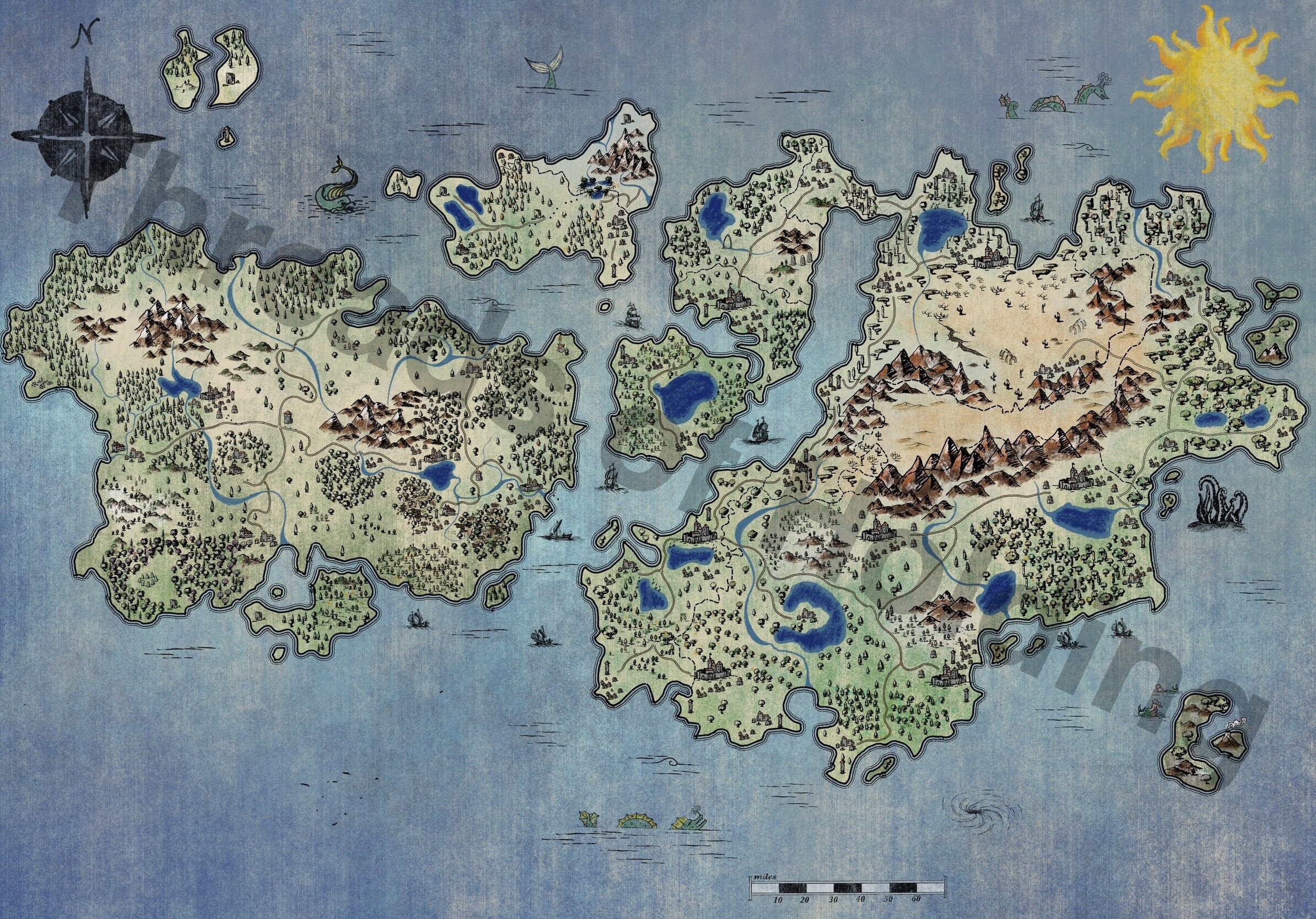 Custom Fantasy World Map Dnd, TTRPG 6k Resolution - Etsy