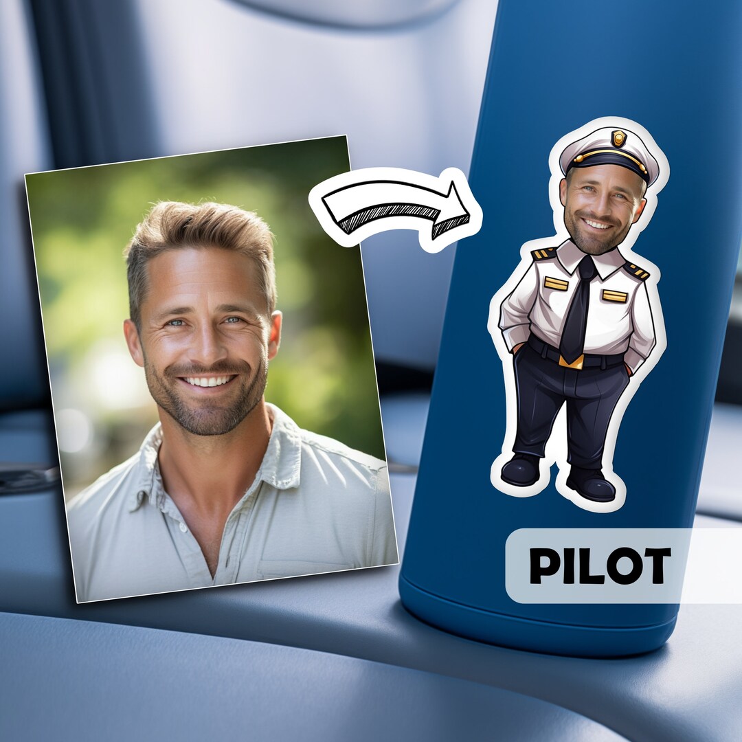 Pilot Uniform Sticker. Customized, Personalized Gift for Pilot. Custom ...