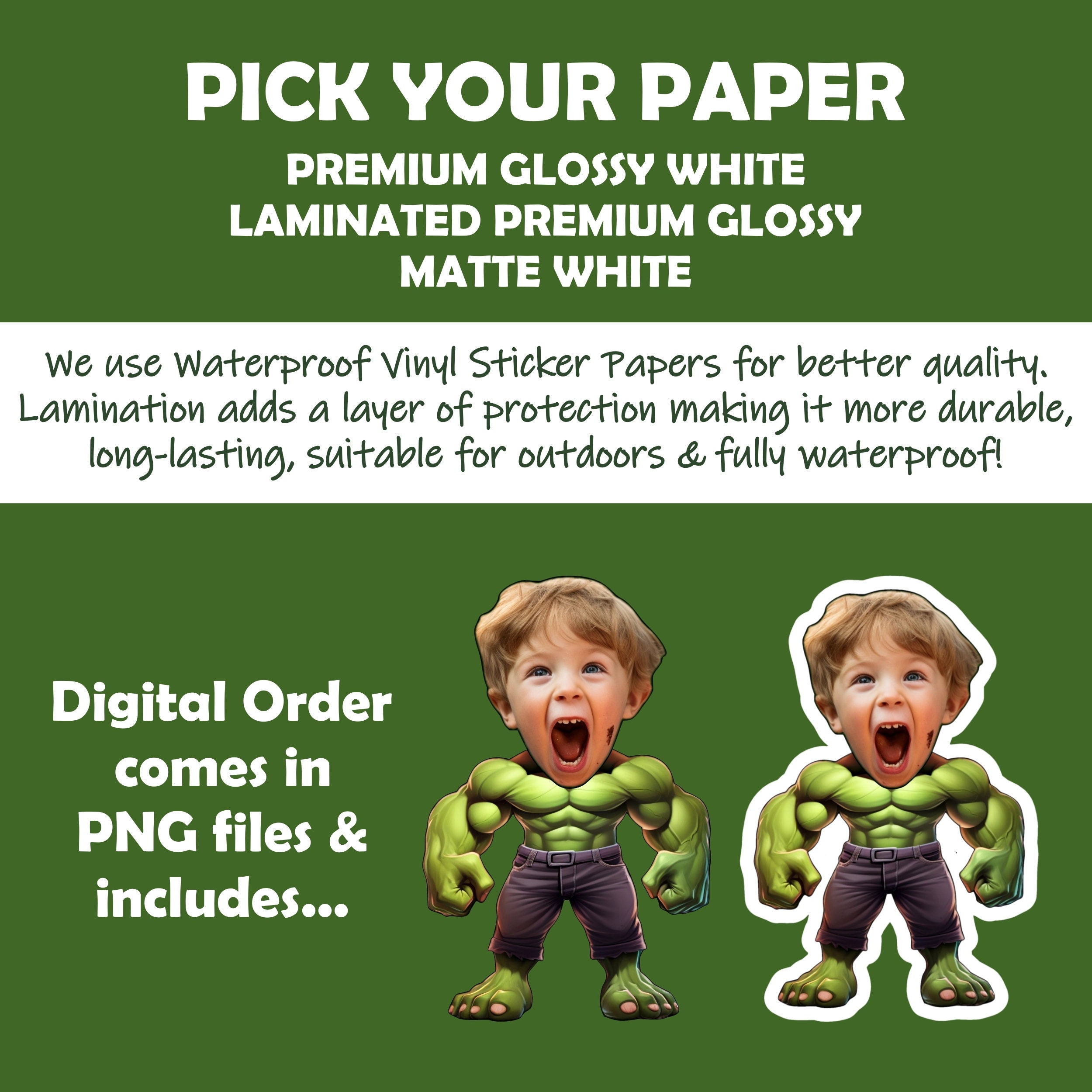 Hulk Costume Sticker. Custom Face Hulk Body Cartoon Decal. Personalized ...