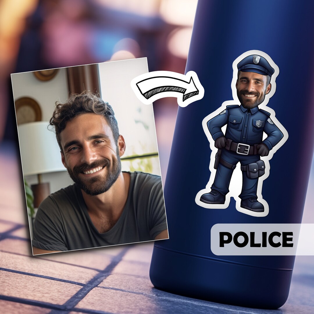 Police Uniform Sticker. Customized, Personalized Gift for Policeman ...