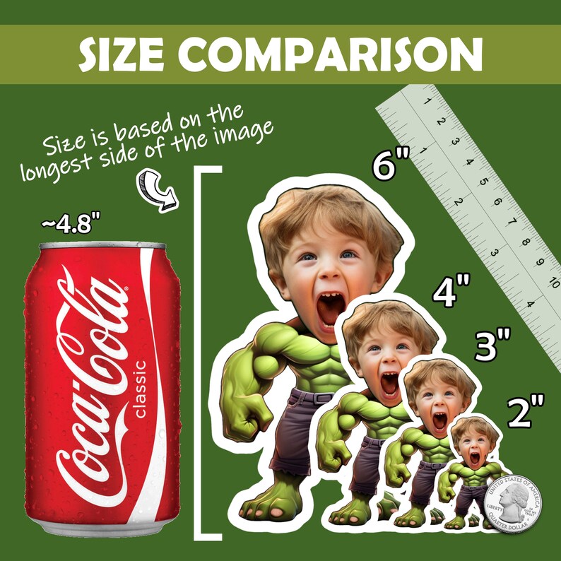 Hulk Costume Sticker. Custom Face Hulk Body Cartoon Decal. Personalized ...