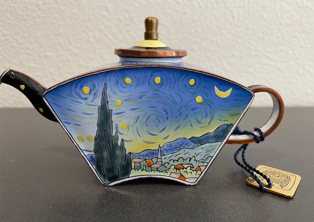 VINTAGE | Charlotte Di Vita | Enamel Copper | Tea Pot | Starry Night ...
