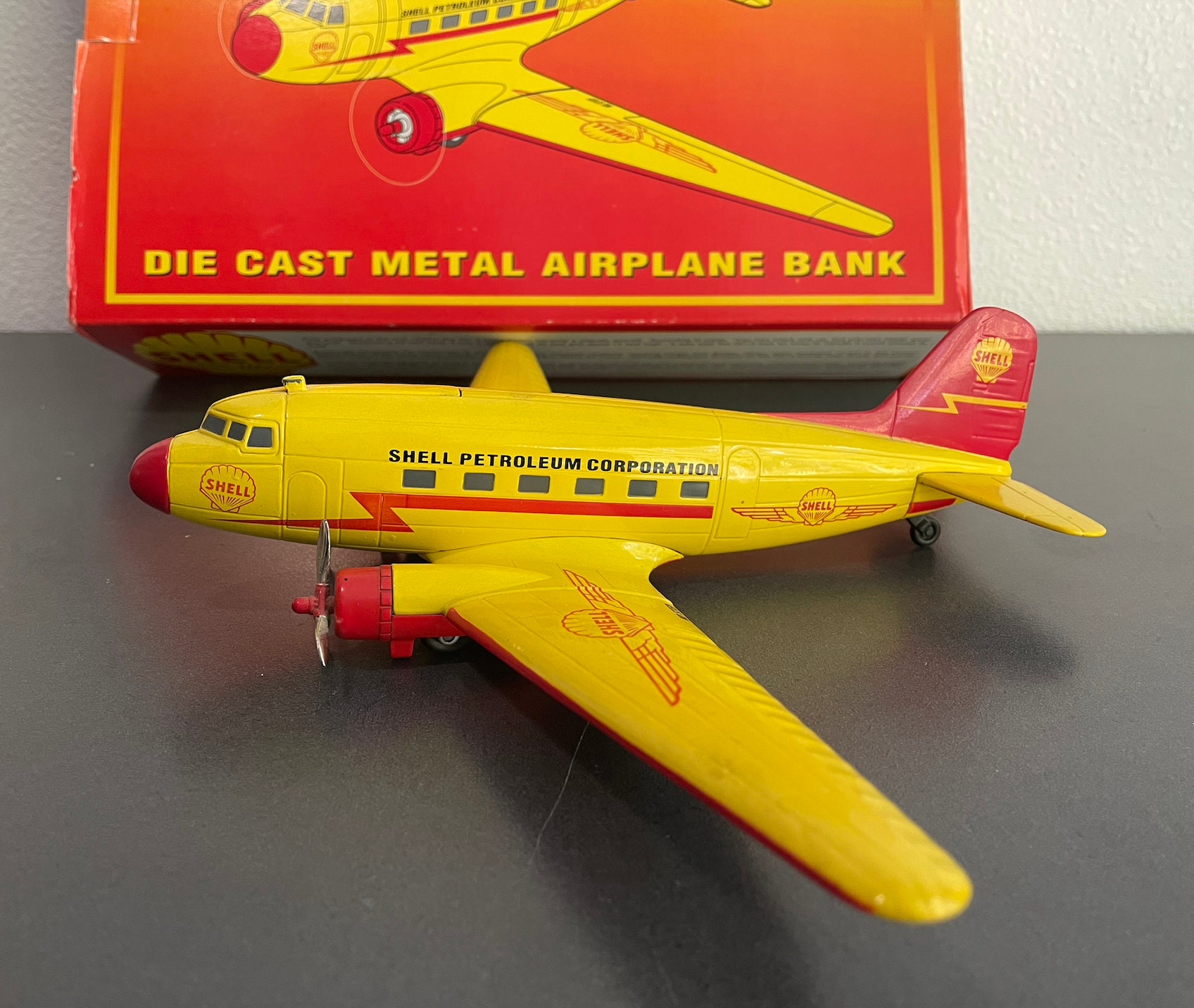 1994 SHELL Coin Bank Die-cast Metal Replica Airplane DC-3 - Etsy