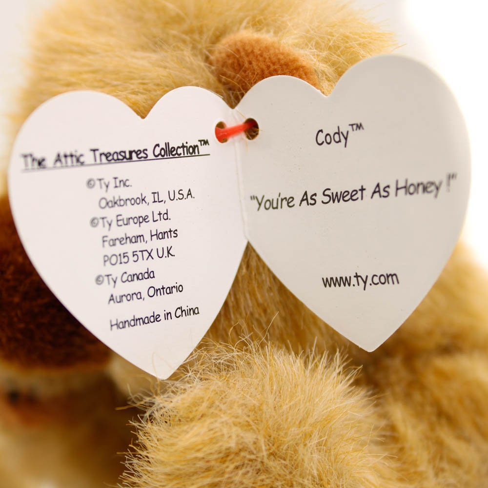 RARE Error 1993 Ty Attic Treasure Beanie Baby Cody Brown Joined Bear ...