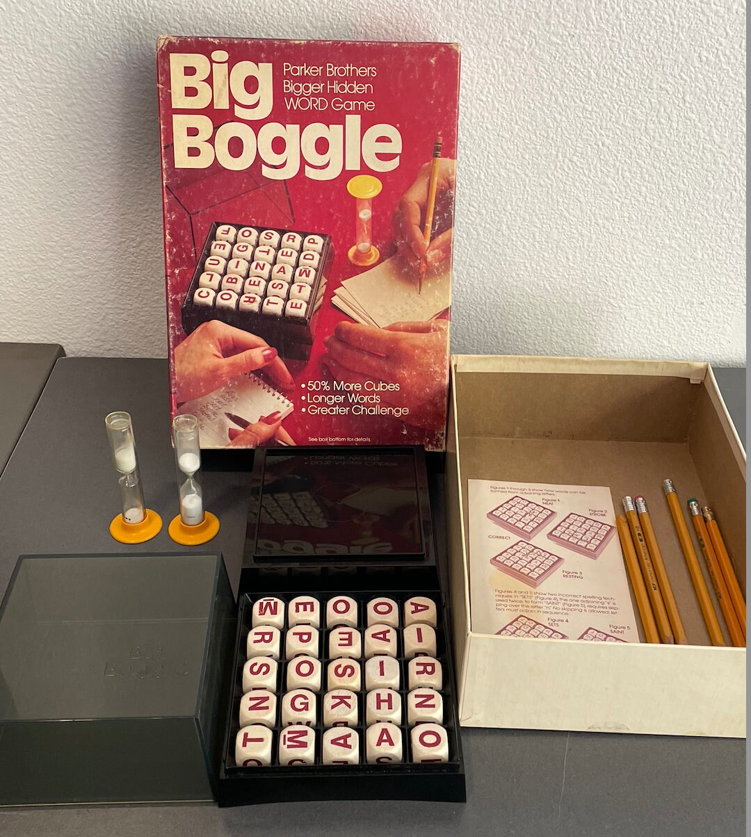 1979 Big Boggle Bigger Hidden Word Game Parker Brothers Vintage 2-6 ...