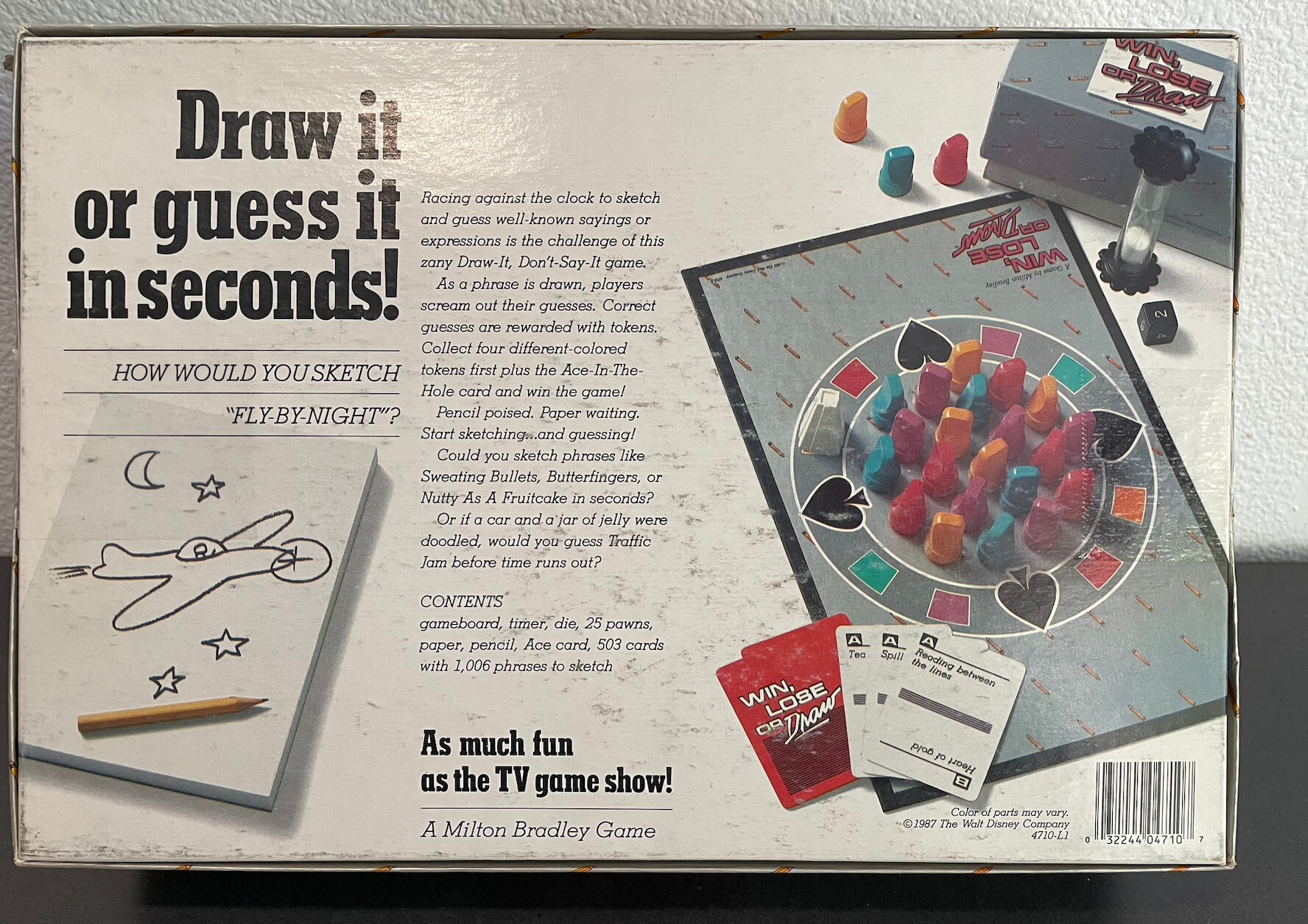 1987 Win, Lose, or Draw Board Game MB Milton Bradley Speed Game of ...