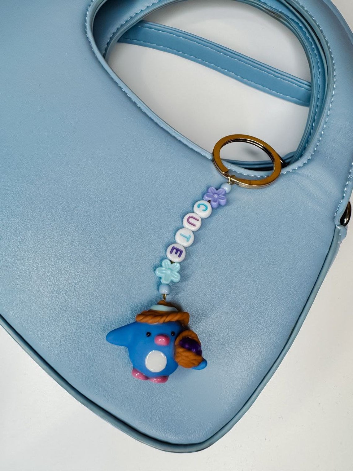 Keychain for Keys or Bag With a Polymer Clay Figurine of a Cute Penguin ...