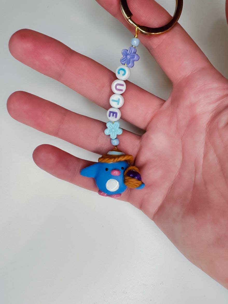 Keychain for Keys or Bag With a Polymer Clay Figurine of a Cute Penguin ...
